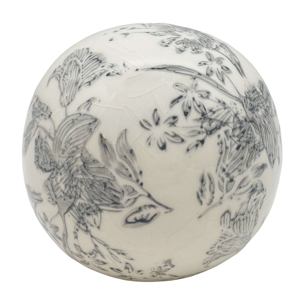 Everyday Decor Ceramic Orb With Blue Floral
