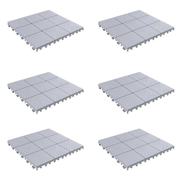 Pure Garden 6-Pack Gray Interlocking Deck Tiles