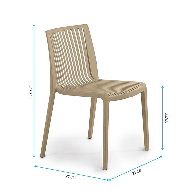 WRG Home Ravenna Modern Outdoor / Indoor Stacking Patio Dining Chairs 2 ...
