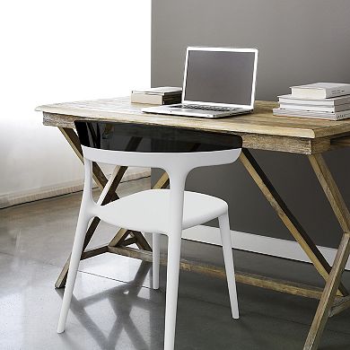 WRG Home Seville Modern Outdoor / Indoor Stacking Patio Dining Chairs 2 ...