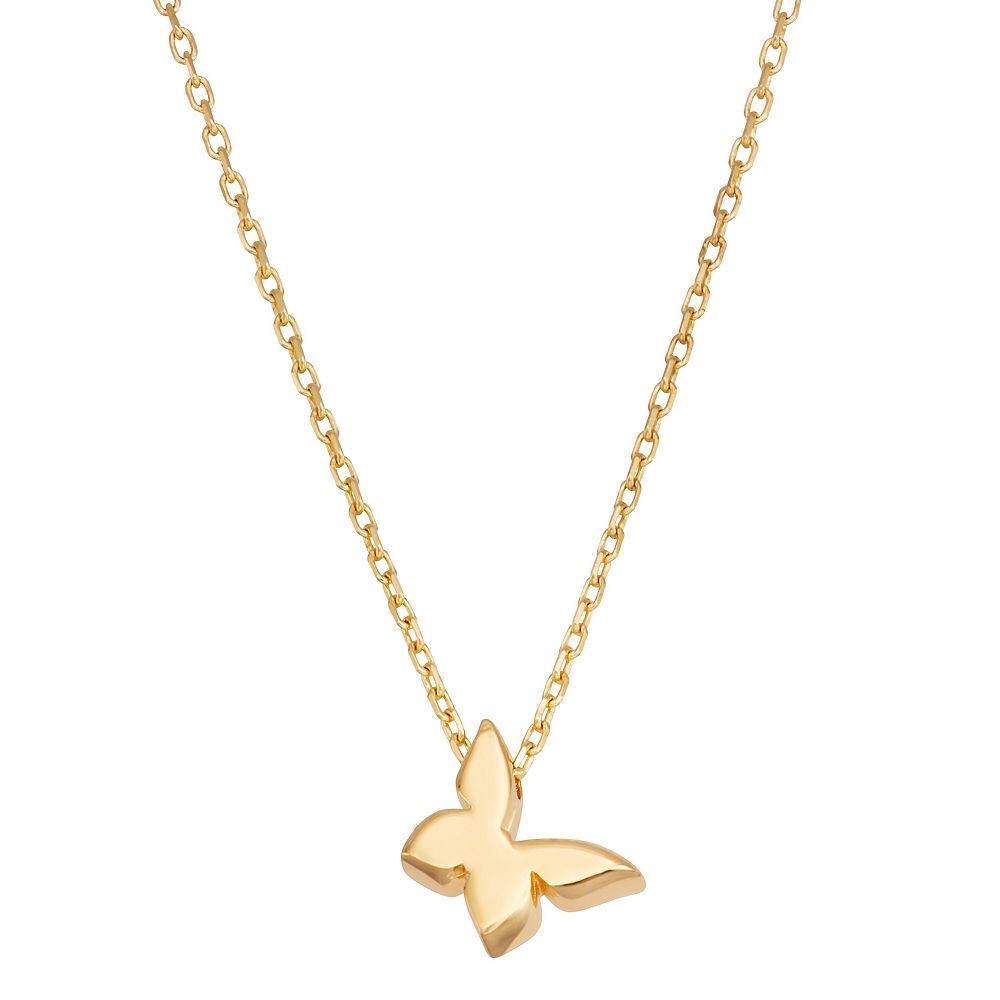 Au Naturale 14k Yellow Gold Dainty Butterfly Pendant Adjustable Length ...