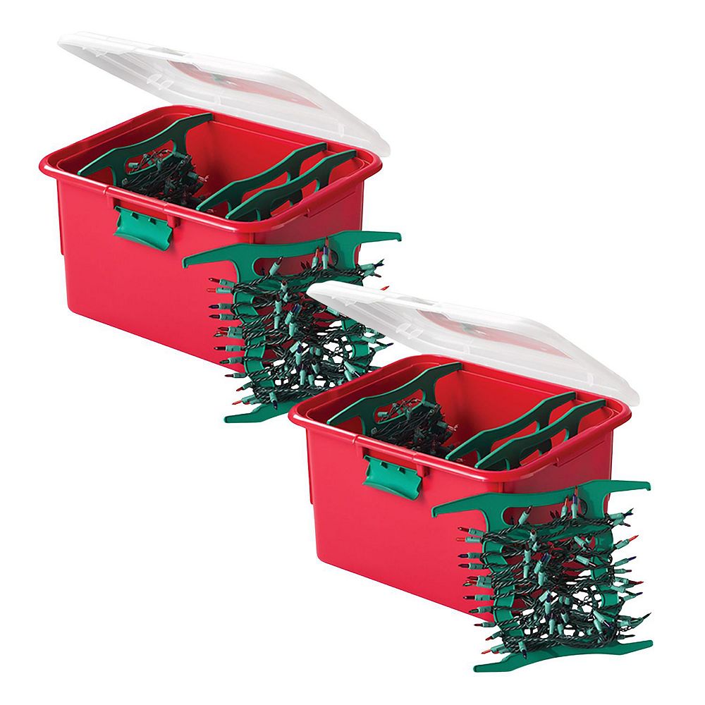 Homz 2-Pack Light Wrap Storage Containers with 4 Cord Wraps