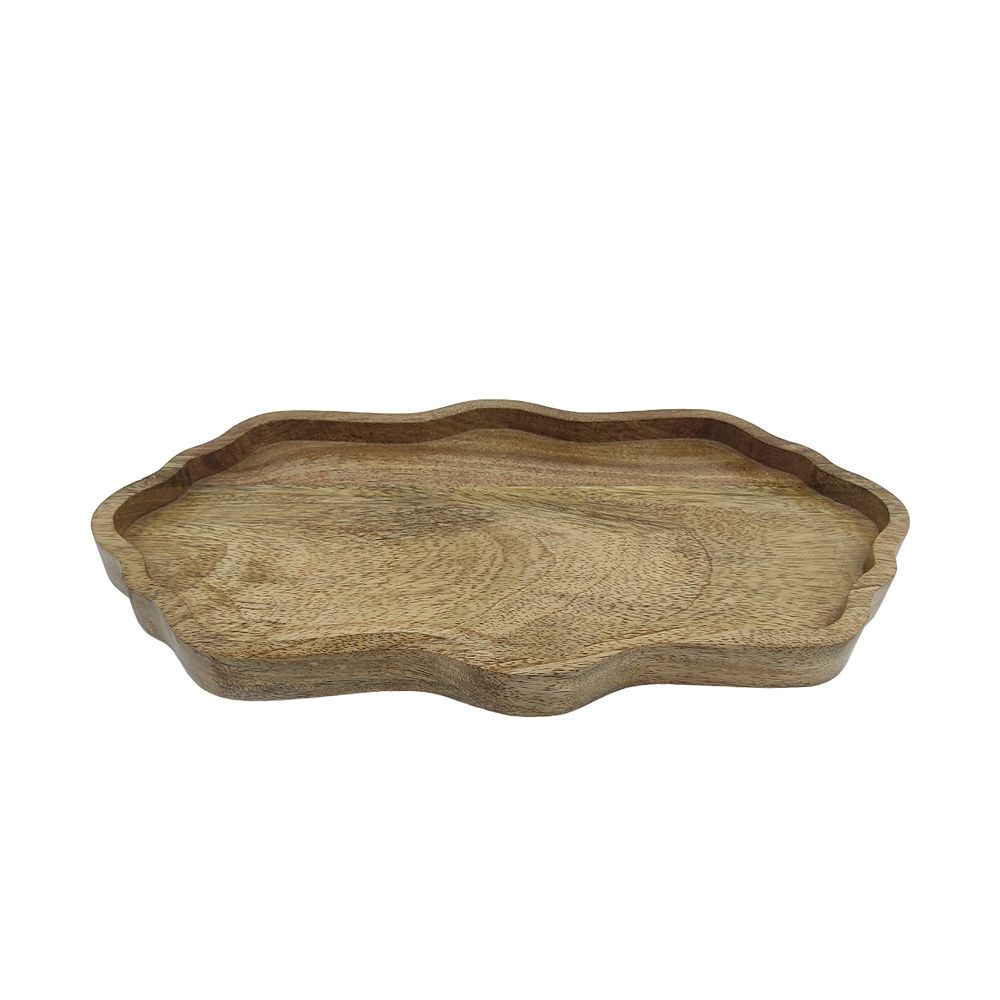 Everyday Decor Wavy Shaped Wooden Tray Home Decor