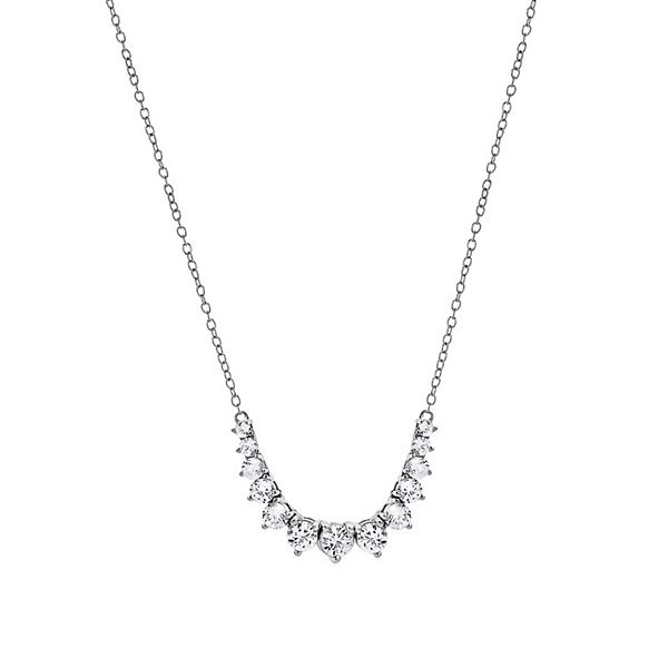 Gemstone Brilliance Lab-Created White Sapphire Graduated Necklace Gemstone Brilliance Lab-Created White Sapphire Graduated Necklace