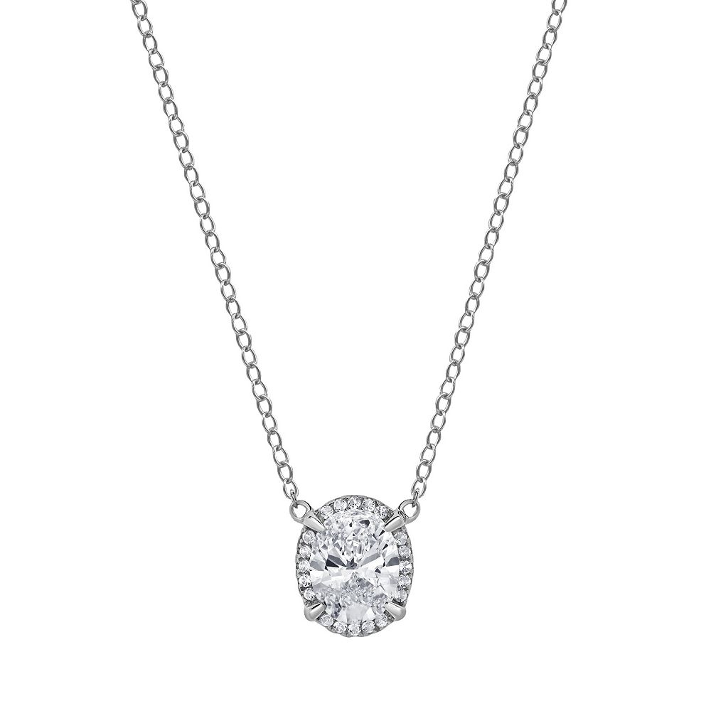 Gemstone Brilliance Lab-Created White Sapphire Oval Pendant Necklace Gemstone Brilliance Lab-Created White Sapphire Oval Pendant Necklace