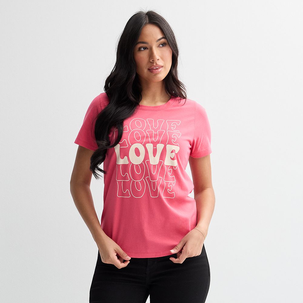 Women's Love Word Stack Valentine's Day Graphic Tee