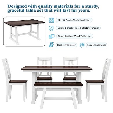 Merax Solid Rubberwood Dining Table Set