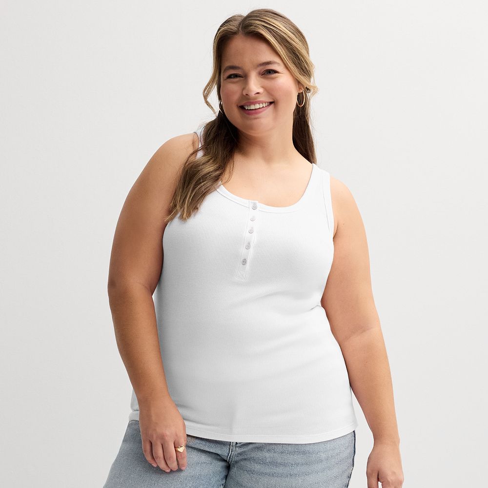 Plus Size Rib Henley Tank Top