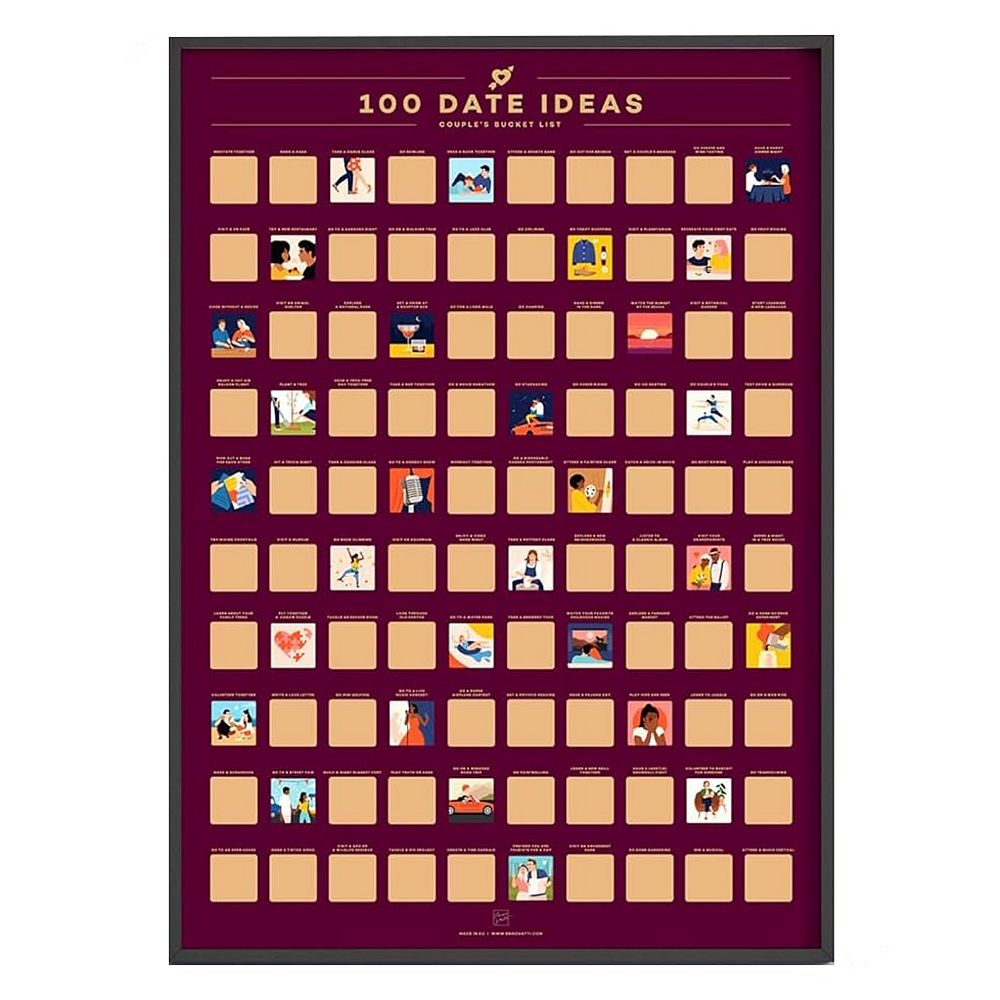 100 Dates Scratch Off Poster Perfect Couple Gift With Fun Date Ideas