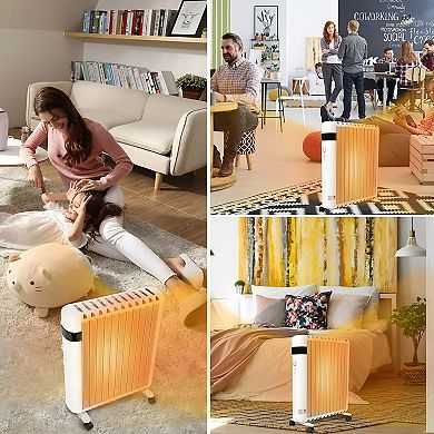 Stylish Versatile Electric Space Heater with Wheels For Indoor Use