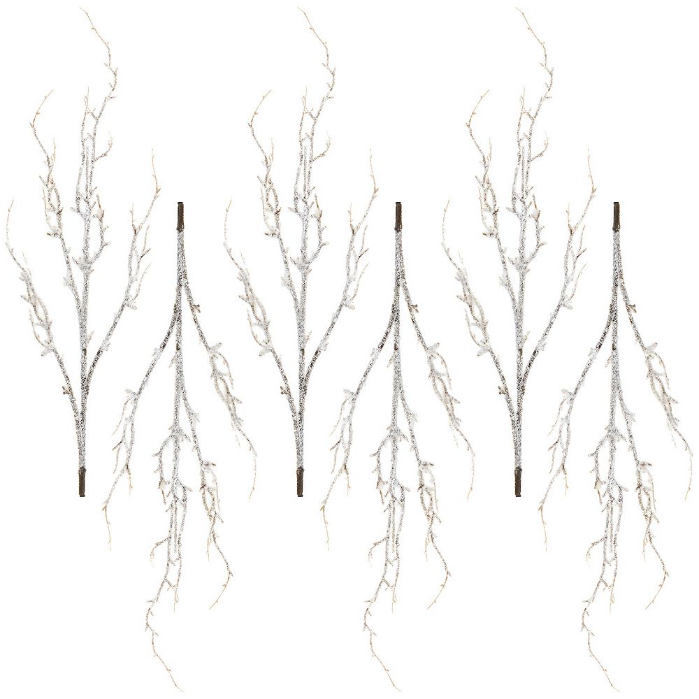 Winter White Twig Branches Set, Realistic Iced Twig Design Holiday ...
