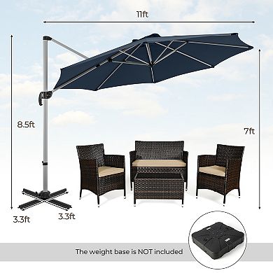11 Ft Outdoor Patio Umbrella With 360° Rotation And Adjustable Tilt-Navy