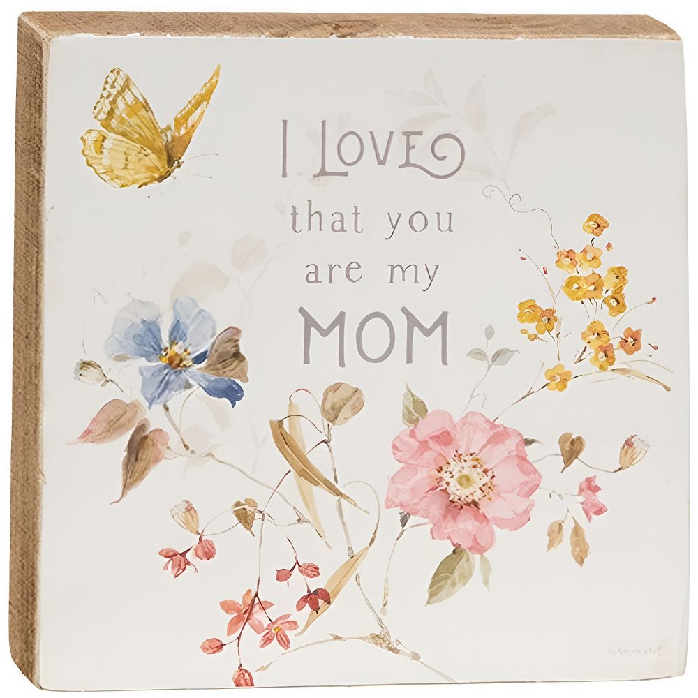 Square Wood Block Sign with Watercolor Floral Design, Mother's Day Gift ...