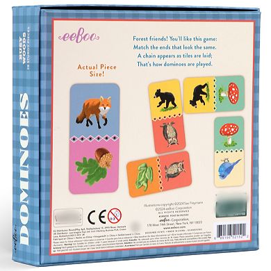 eeboo Dominoes: Busy Woods 28 Colorful Animal & Nature Themed Tiles