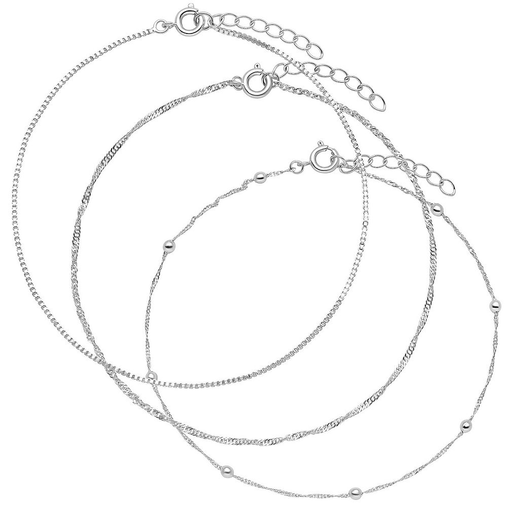 PRIMROSE Silver Tone Beads Station Singapore Chain, Box Chain ...