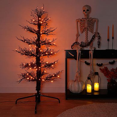 Haunted Hill 5-ft. Dancing Halloween Artificial Tree with Orange LED ...