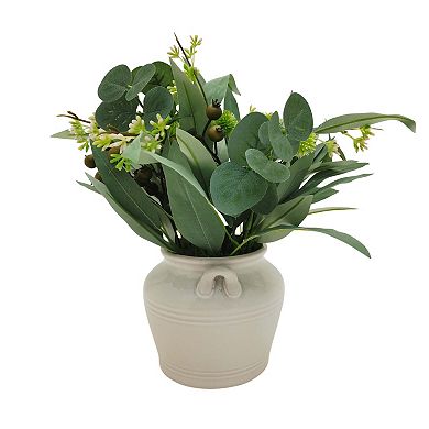 Artificial Greenery in Rustic Neutral Vase Table Décor
