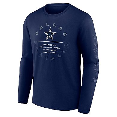 Men's Fanatics Navy Dallas Cowboys Stat Sheet Long Sleeve T-Shirt