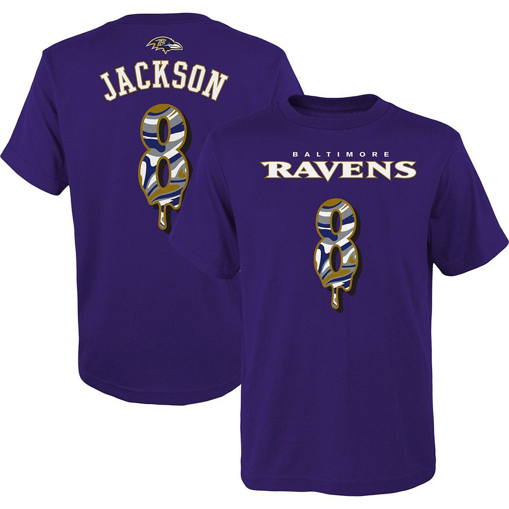 Youth Lamar Jackson Purple Baltimore Ravens Mainliner Drip Player Name ...