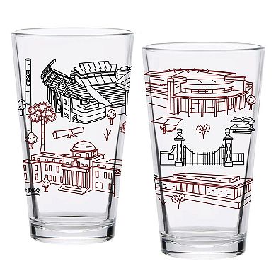 South Carolina Gamecocks Two-Pack 16oz. Campus Line Art Pint Glass Set