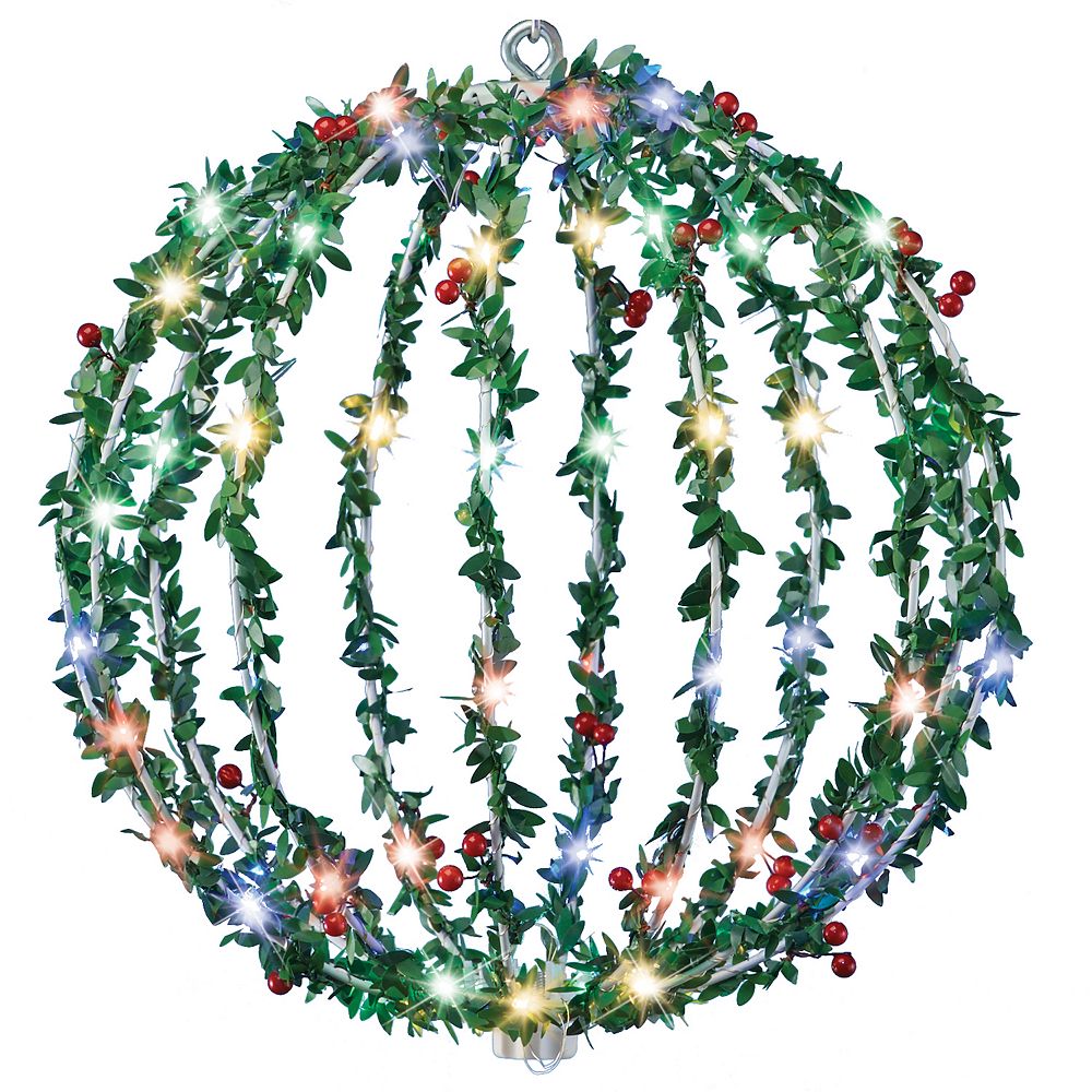 Collections Etc Solar Lighted Metal Outdoor Hanging Sphere With Holiday ...