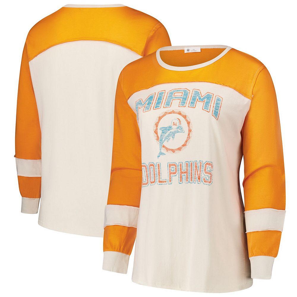 Women's Profile Cream/Orange Miami Dolphins Double Header Curve Toni ...