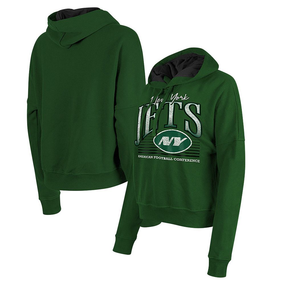 Women's New Era Heather Green New York Jets Boxy Pullover Hoodie