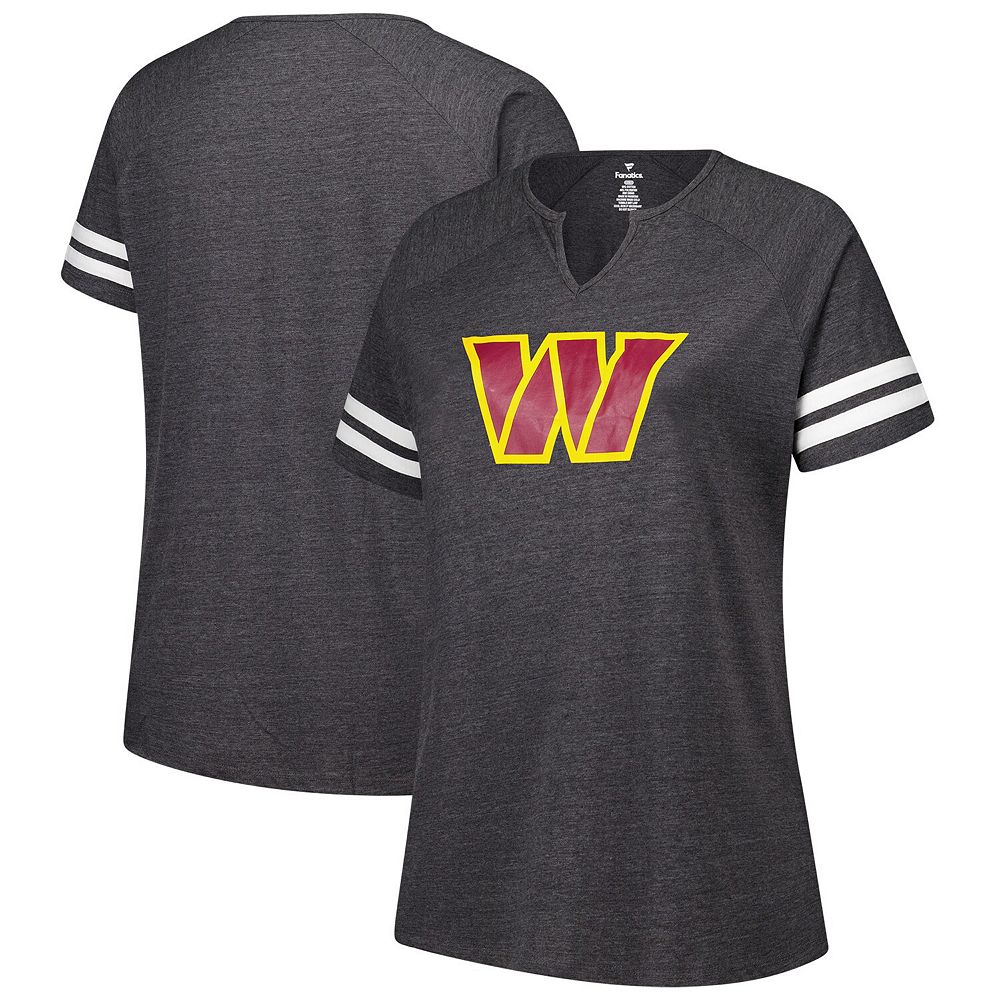 Women's Fanatics Charcoal Washington Commanders Plus Size Logo Striped ...