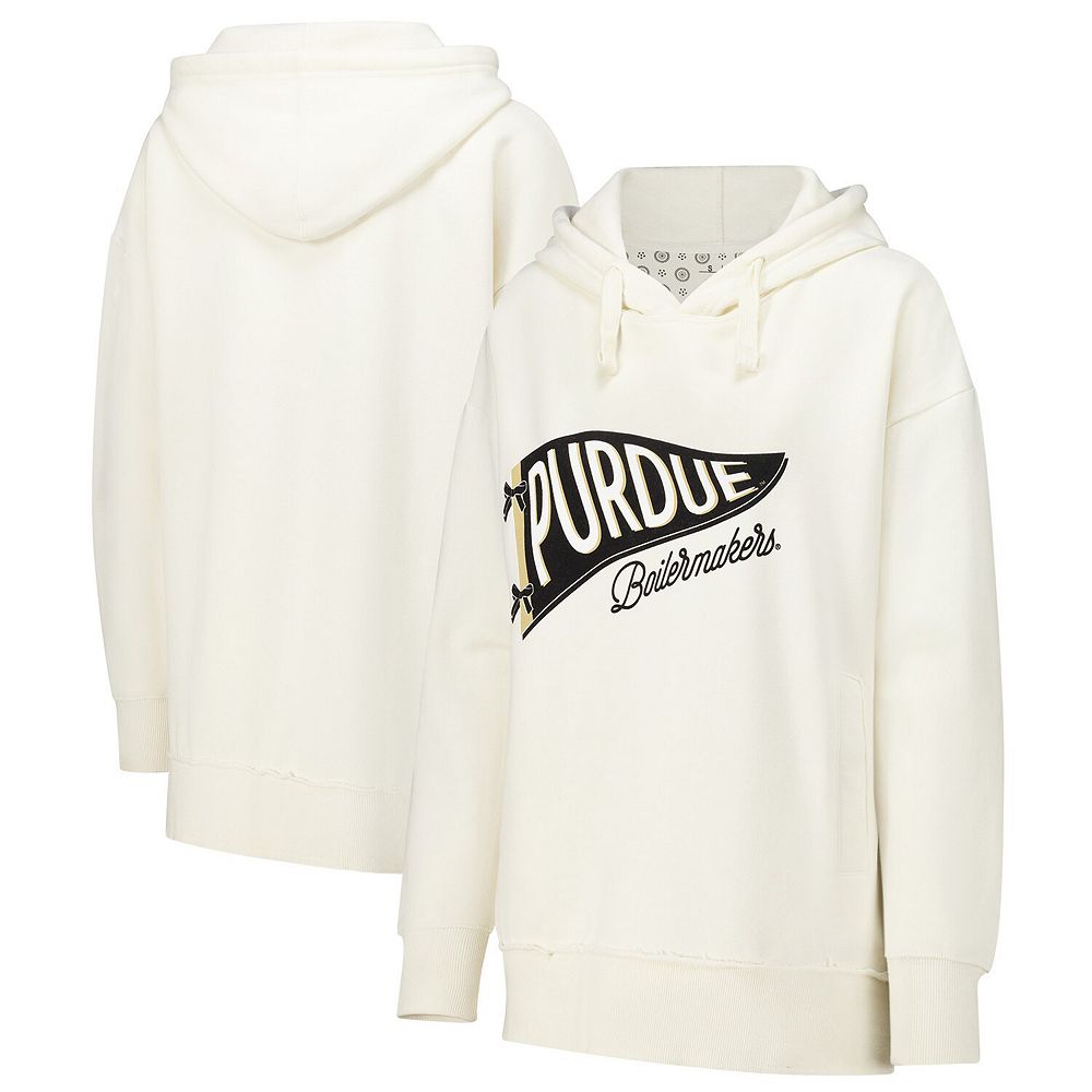 Women's Pressbox Cream Purdue Boilermakers Marni Pullover Hoodie
