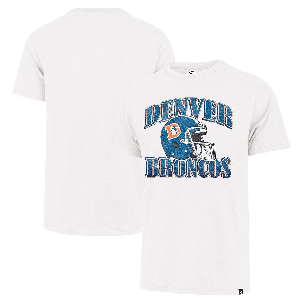 Men's '47 White Denver Broncos Overrun Franklin Throwback Logo T-Shirt