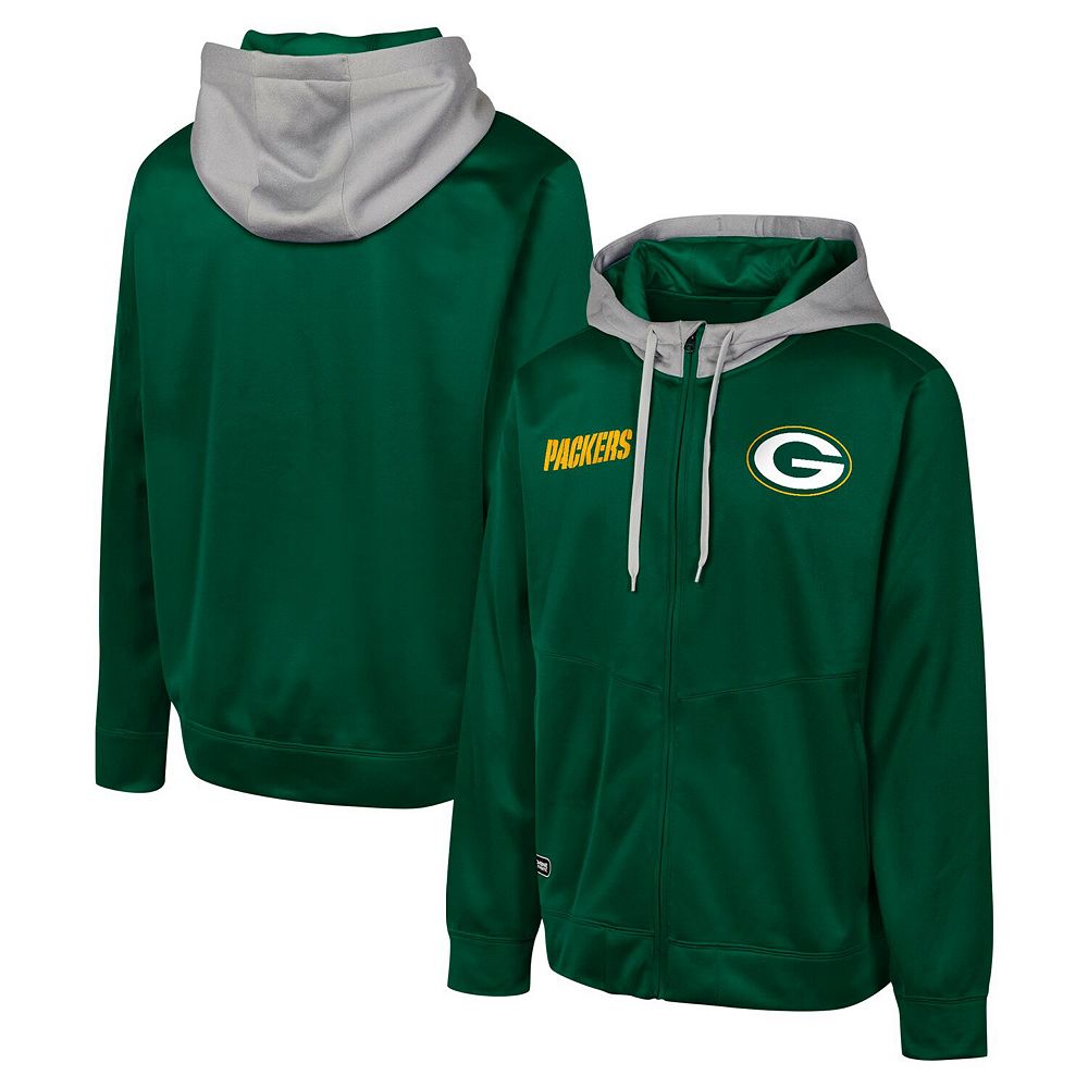 Men's Green Green Bay Packers Replay Fashion Graphic Full-Zip Hoodie Jacket