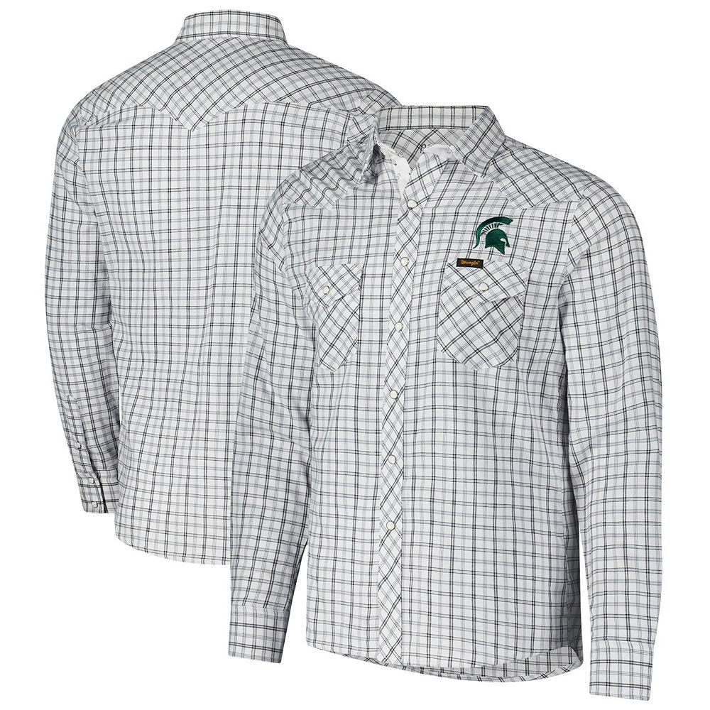 Men's Colosseum x Wrangler White Michigan State Spartans Plaid Window ...