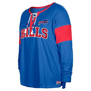 Women's New Era Royal Buffalo Bills Plus Size Lace-Up Notch Neck Long ...