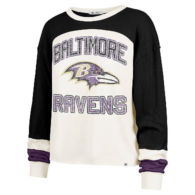 Women's '47 Cream Baltimore Ravens Double Header Curve Raglan Long ...