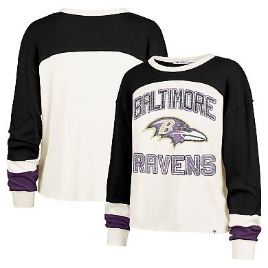 Women's '47 Cream Baltimore Ravens Double Header Curve Raglan Long ...