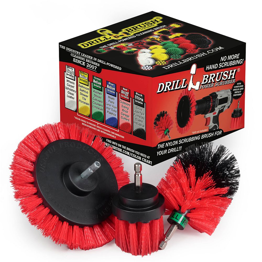 Stiff 3 Piece Outdoor Brush Kit - Garden, Patio, And Deck Cleaning ...