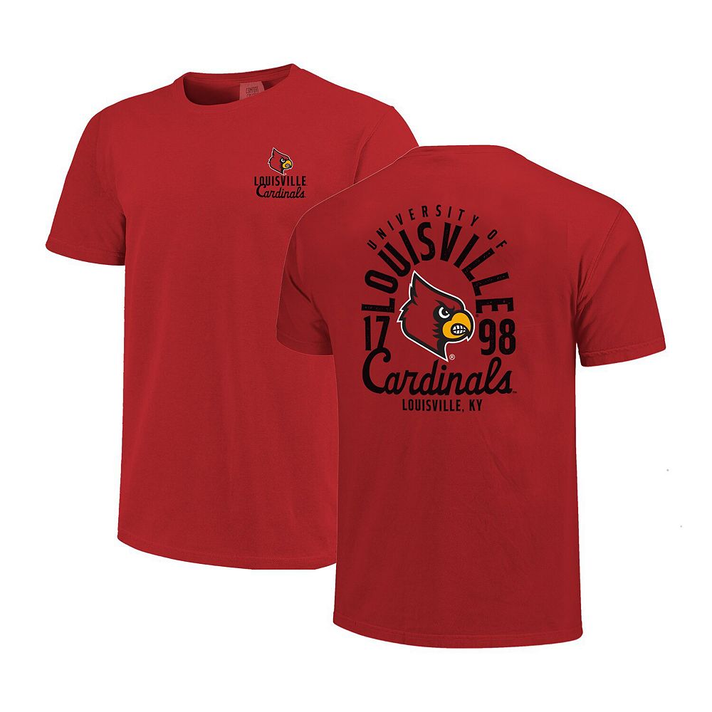 Men's Red Louisville Cardinals Comfort Colors Mascot Overlay T-Shirt