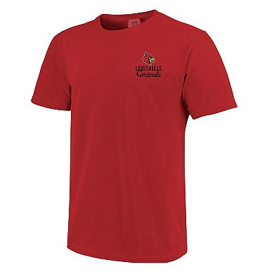 Men's Red Louisville Cardinals Comfort Colors Mascot Overlay T-Shirt