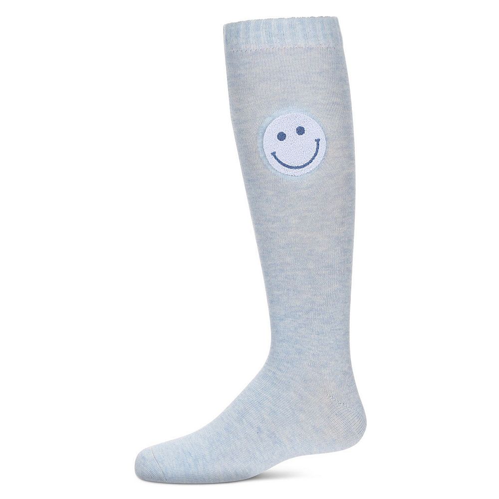 Girls' Fuzzy Smiley Face Knee High Socks