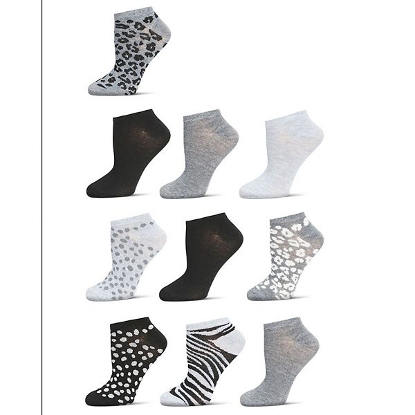 Women's 10 Pair Pack Animal Print Low Cut Socks