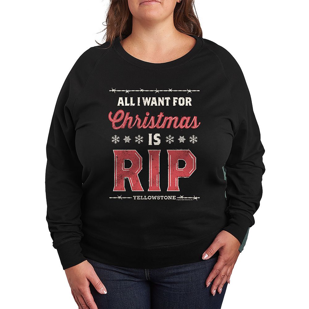 Plus Size Yellowstone Rip Wheeler Christmas French Terry Long Sleeve Tee