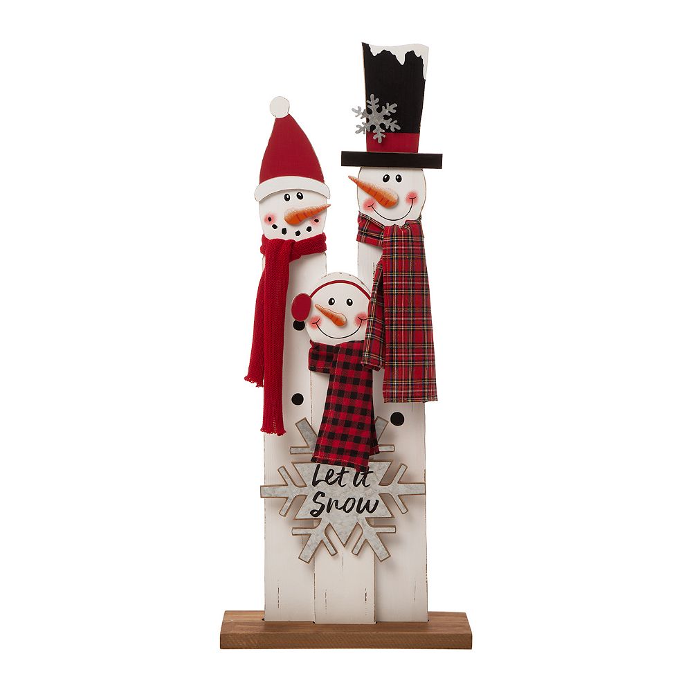 Glitzhome 35.43" H Wooden Snowman Family Porch Decor, Merry Christmas ...