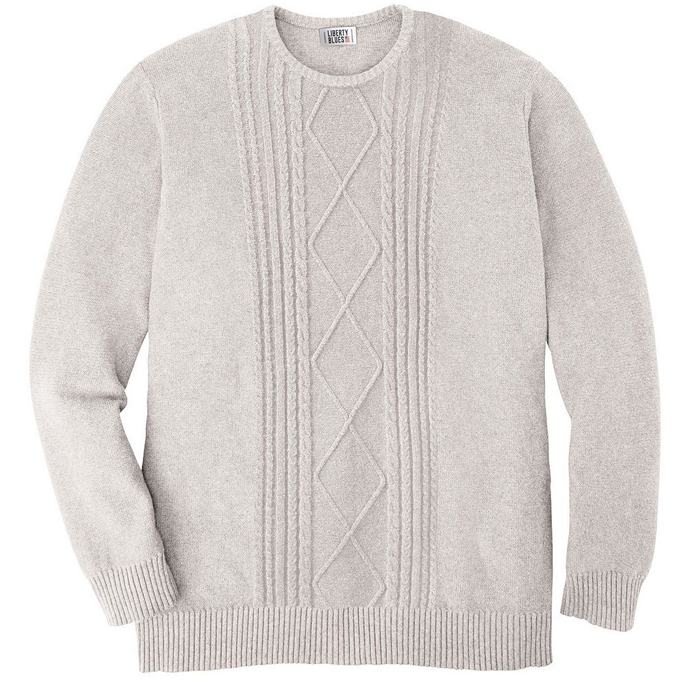 Liberty Blues By Kingsize Men's Big & Tall Crewneck Cable Knit Sweater