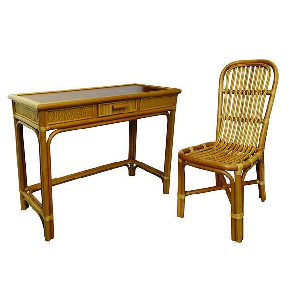 Rattan Desk With Rattan Chair