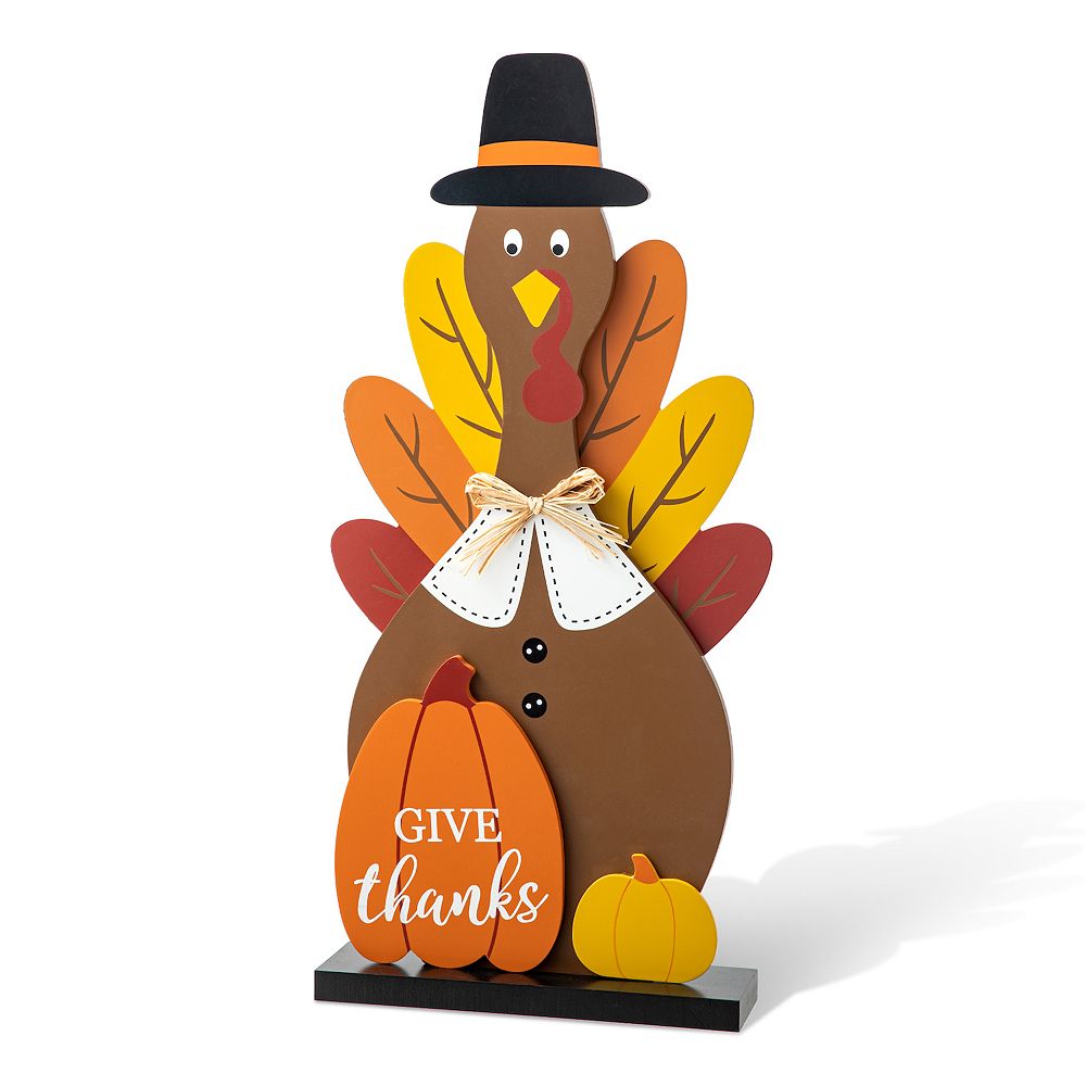 Glitzhome 31”H Thanksgiving Turkey Porch Sign, Wooden Turkey Give ...