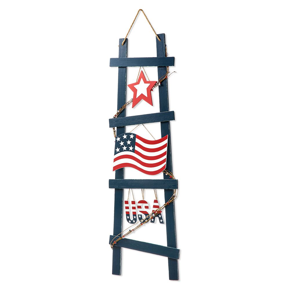 Glitzhome 36"h Patriotic Ladder-shaped "usa" Sign Porch Decor