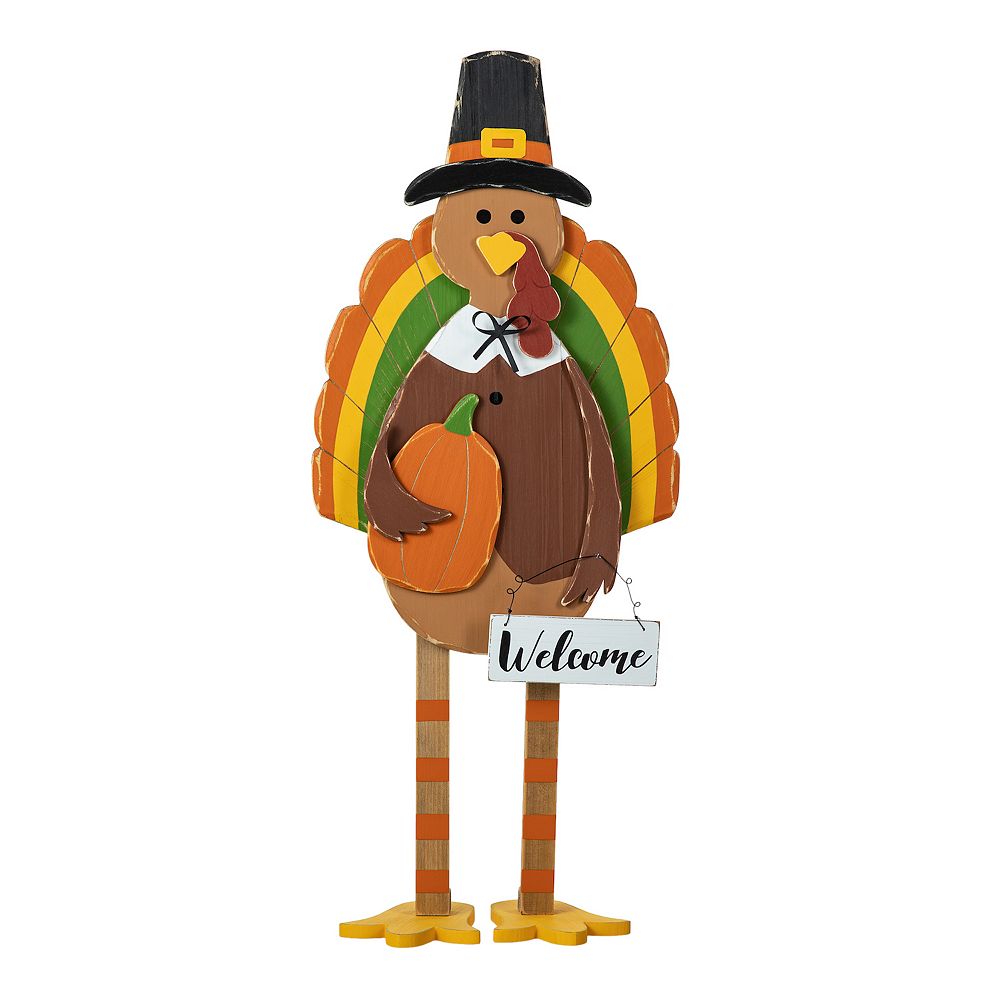 Glitzhome 30'H Thanksgiving Wood Turkey Porch Sign, Turkey Pumpkin ...