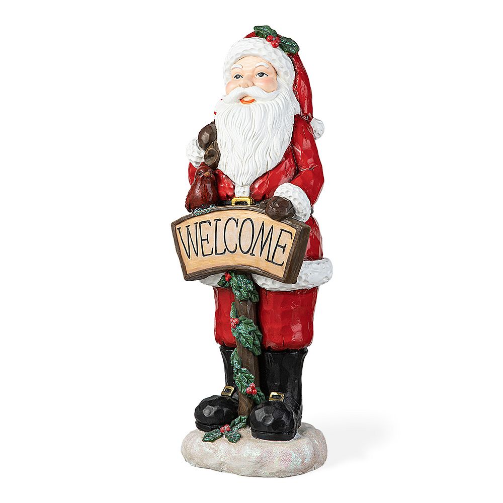 Glitzhome 28''h Mgo Christmas Winter Santa Welcome Sign Porch Decor