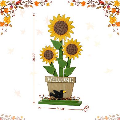 Glitzhome 29"h Fall Welcome Sunflowers Sign For Front Door Porch ...