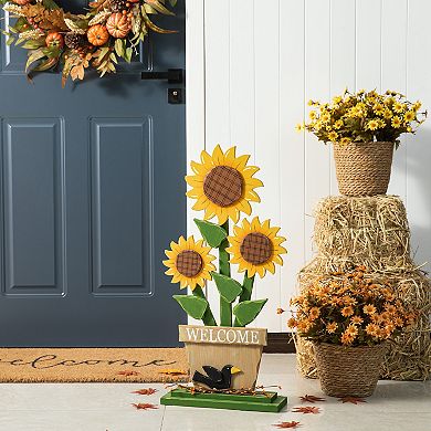 Glitzhome 29"h Fall Welcome Sunflowers Sign For Front Door Porch ...